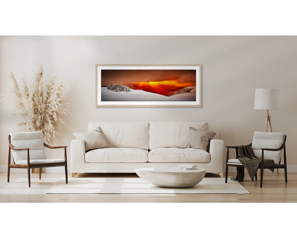 Alpine Sunset. Mount Hotham. Snow Wall Art Print.
