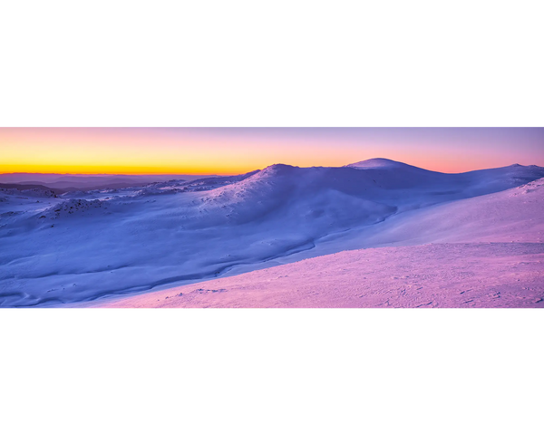 Colours of Winter. Sunset over Mount Kosciuszko. Snow Wall Art.