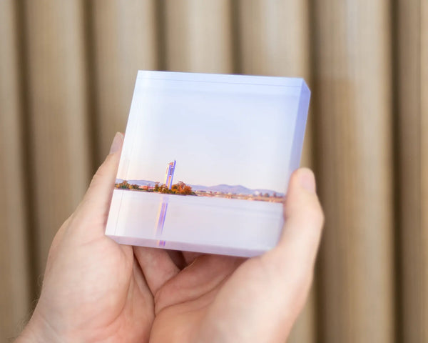 Crisp. Autumn Morning At National Carillon - Canberra. Acrylic Block.