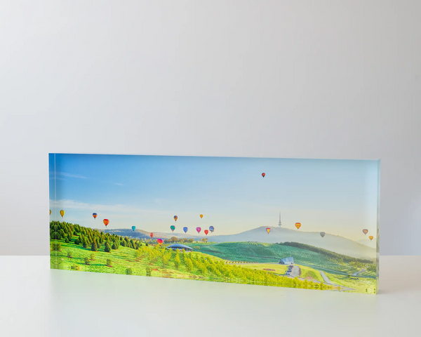 Enlighten. Balloons At Sunrise At National Arboretum. Acrylic Block.