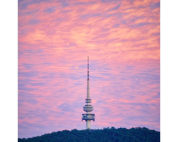 Pointer. Telstra Tower at Sunrise - Canberra. Acrylic Block.