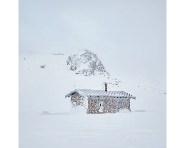 Seamans Hut. Winter Snow. Kosciuszko National Park. Acrylic Block.