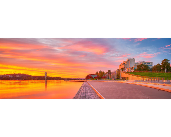 Sky Light. Sunrise At Carillon and Lake Burley Griffin. Acrylic Block.